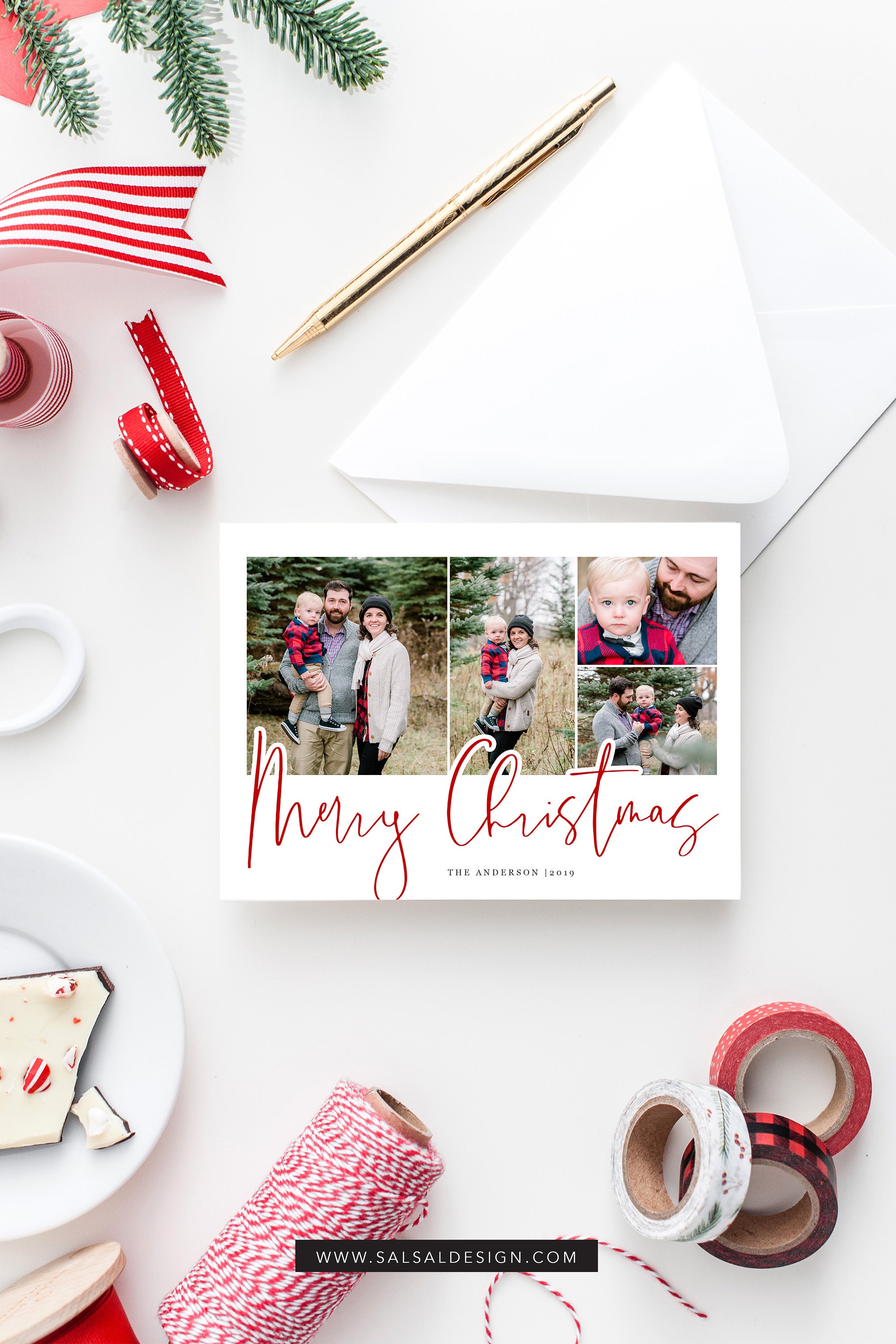 Christmas Card Photoshop Template Holiday Card Template | Etsy