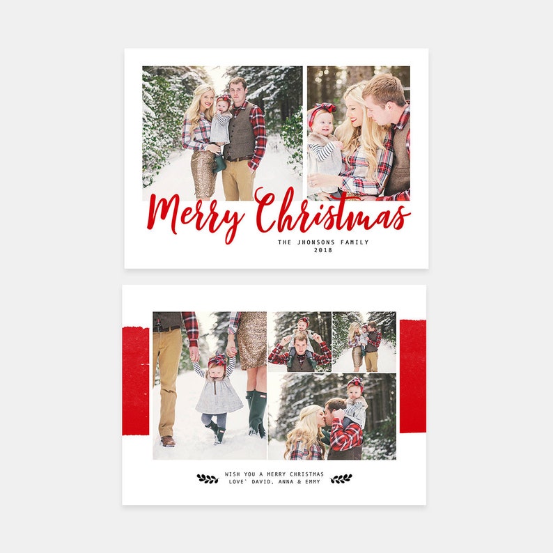 Christmas Card Photoshop Template Holiday Card Photoshop | Etsy