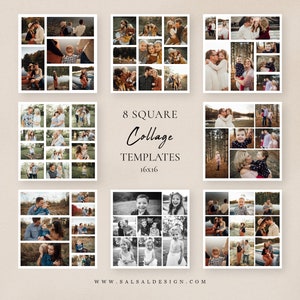 Collage Template Photoshop Square Collages Bundle 8x Blog - Etsy
