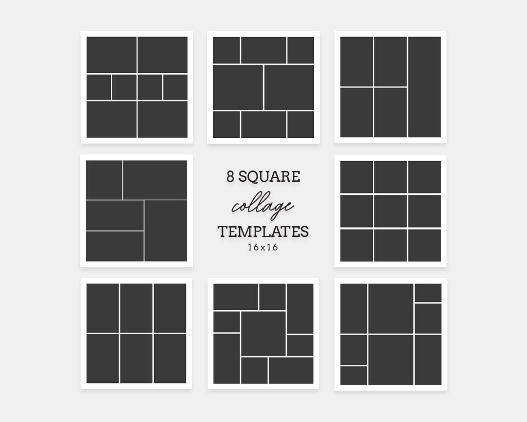 Collage Template Photoshop | Square Collages Bundle 8x | Blog Boards ...