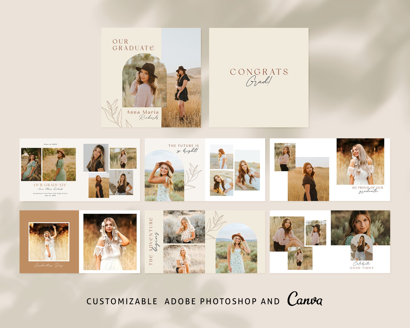 Senior Album Template Photography Template Graduation Photo - Etsy