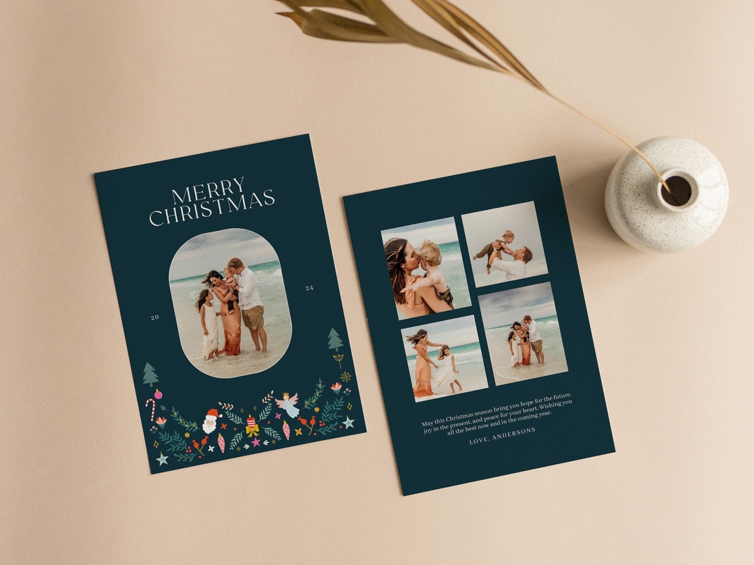Merry Christmas Card Canva Template, Canva Christmas Photo Card ...