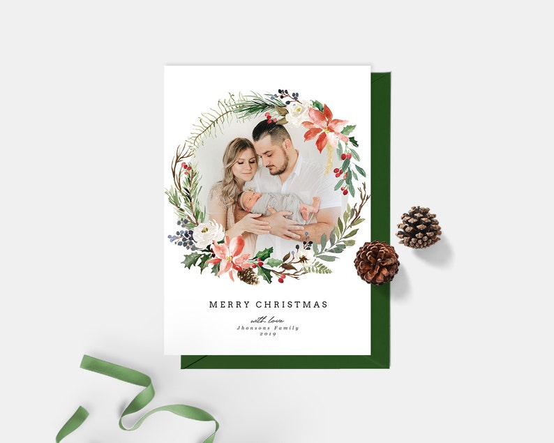 Christmas Card Photoshop Template Holiday Card Template | Etsy