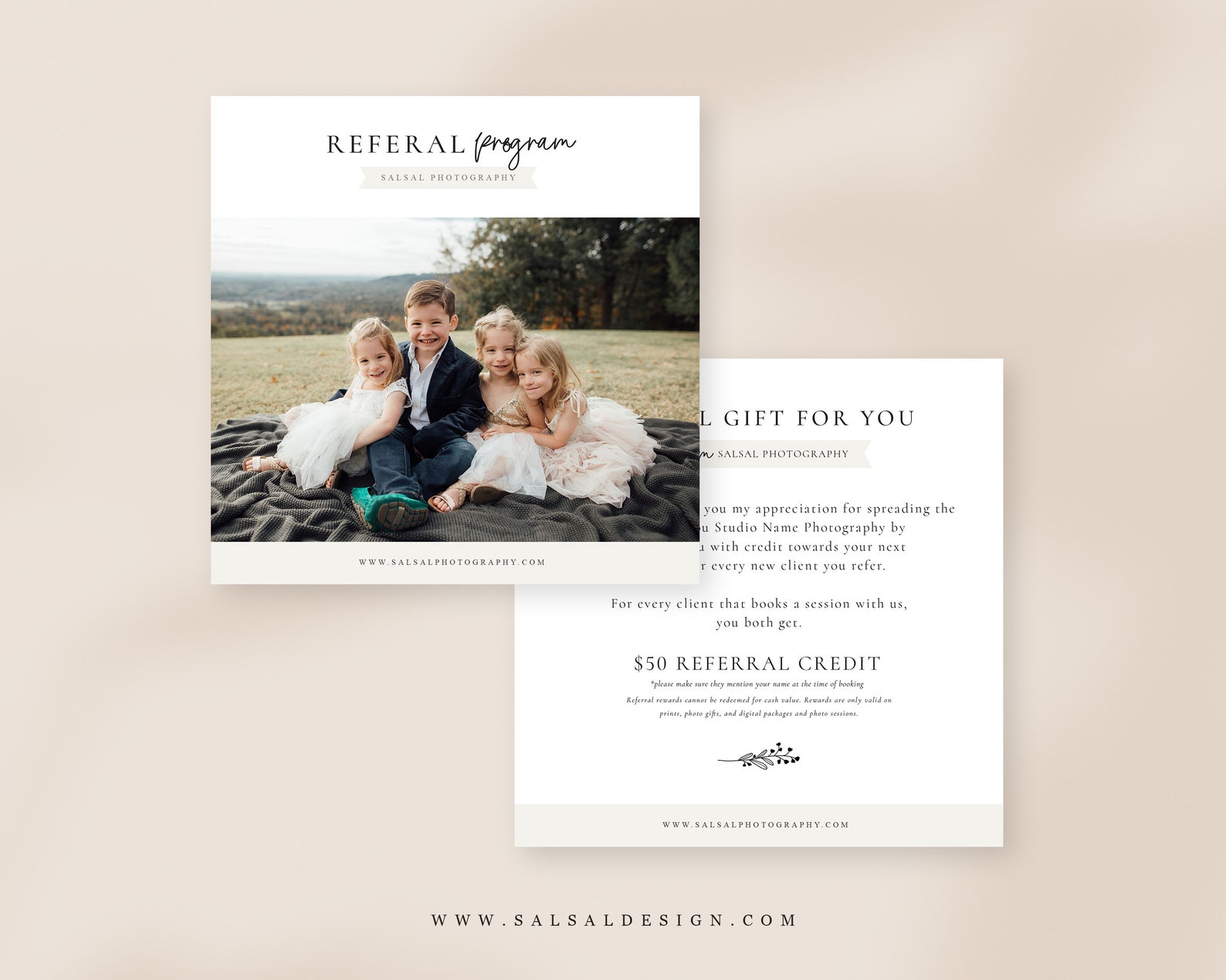 Photography Referral Card Template Photoshop Template - Etsy