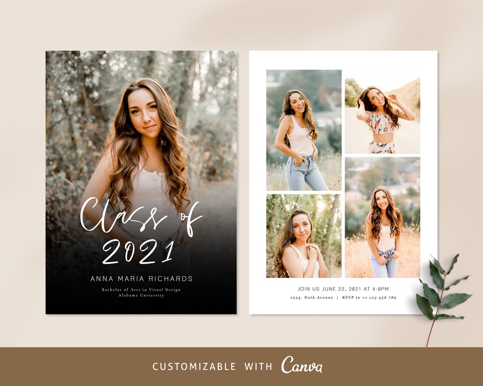 Graduation Announcement Canva Card Editable Graduation Card | Etsy