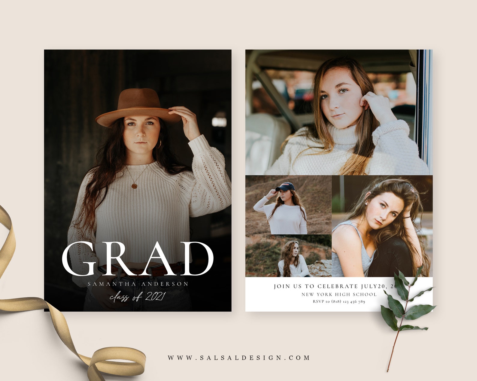Graduation Announcement Card Photoshop Template High School | Etsy