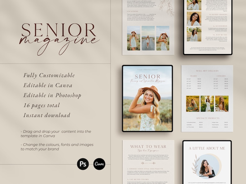 CANVA Senior Photography Style Guide Magazine Template - Etsy