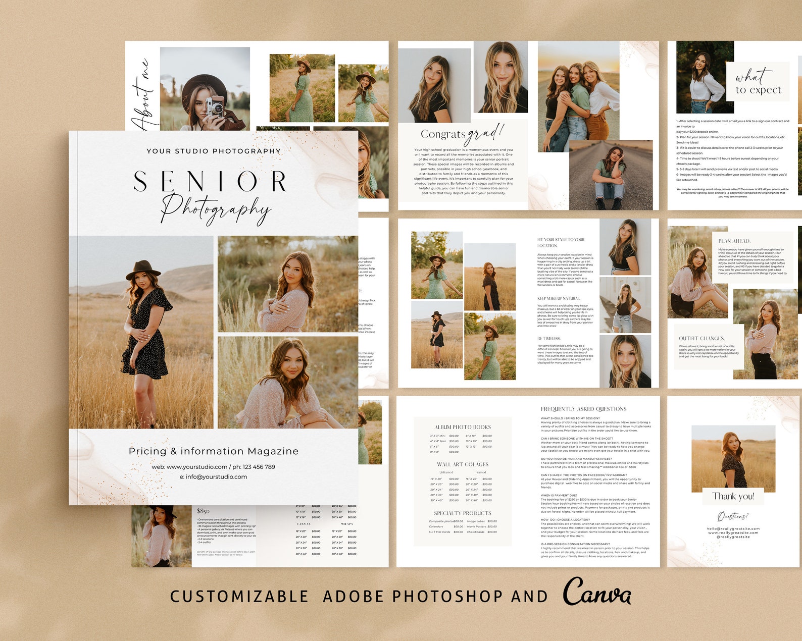 CANVA Senior Photography Style Guide Magazine Template - Etsy
