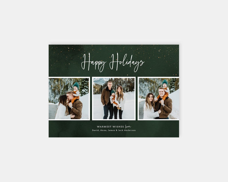 Christmas Card Photoshop Template Holiday Card Template | Etsy