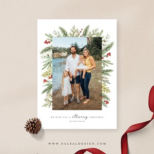 Christmas Card Photoshop Template, Holiday Photo Card Canva Template ...