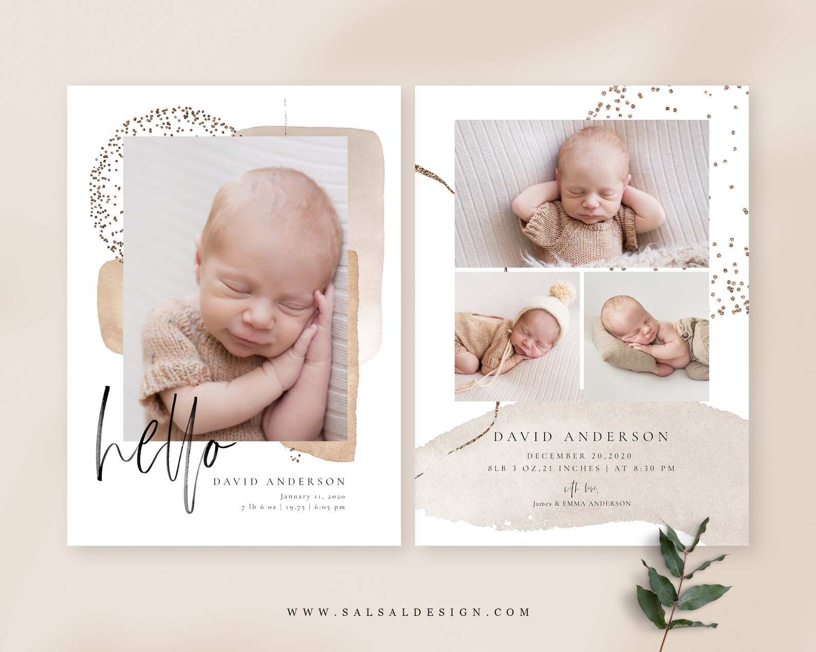 Editable Birth Announcement Photoshop Template Canva | Etsy