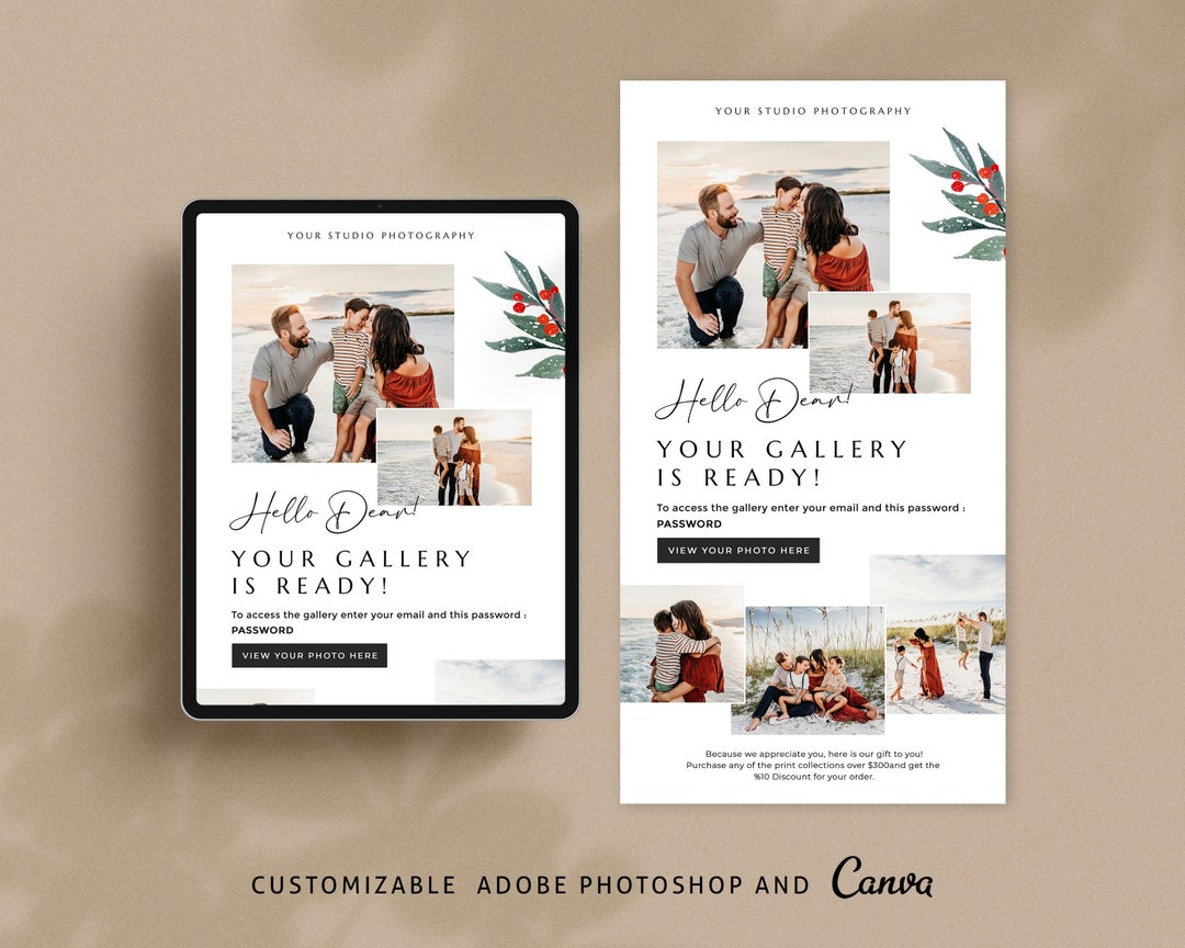 Your Gallery is Ready Canva & Photoshop Template, Holiday Email ...
