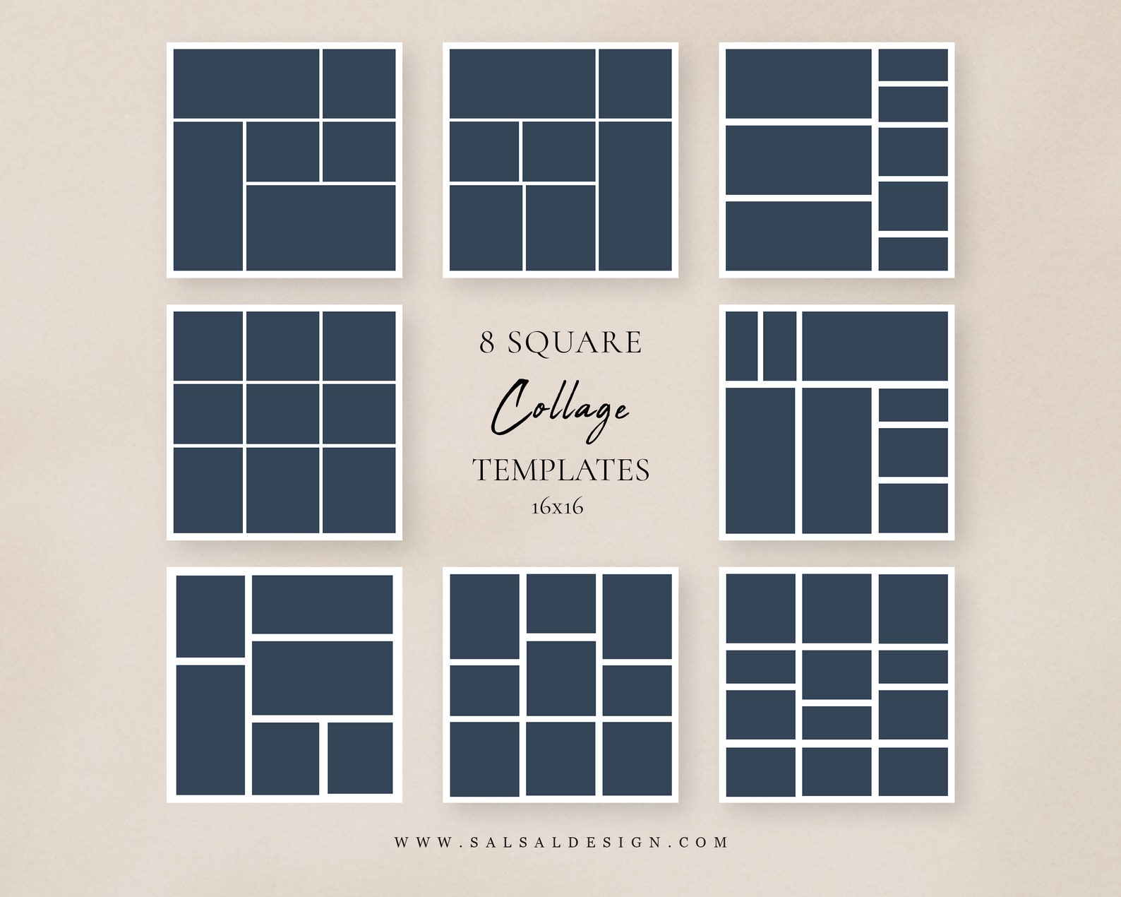 Collage Template Photoshop Square Collages Bundle 8x Blog - Etsy