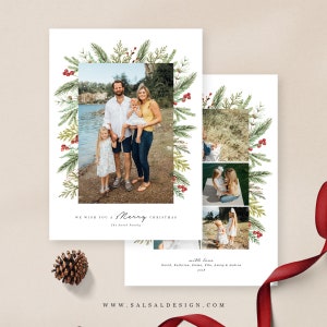 Christmas Card Photoshop Template, Holiday Photo Card Canva Template ...
