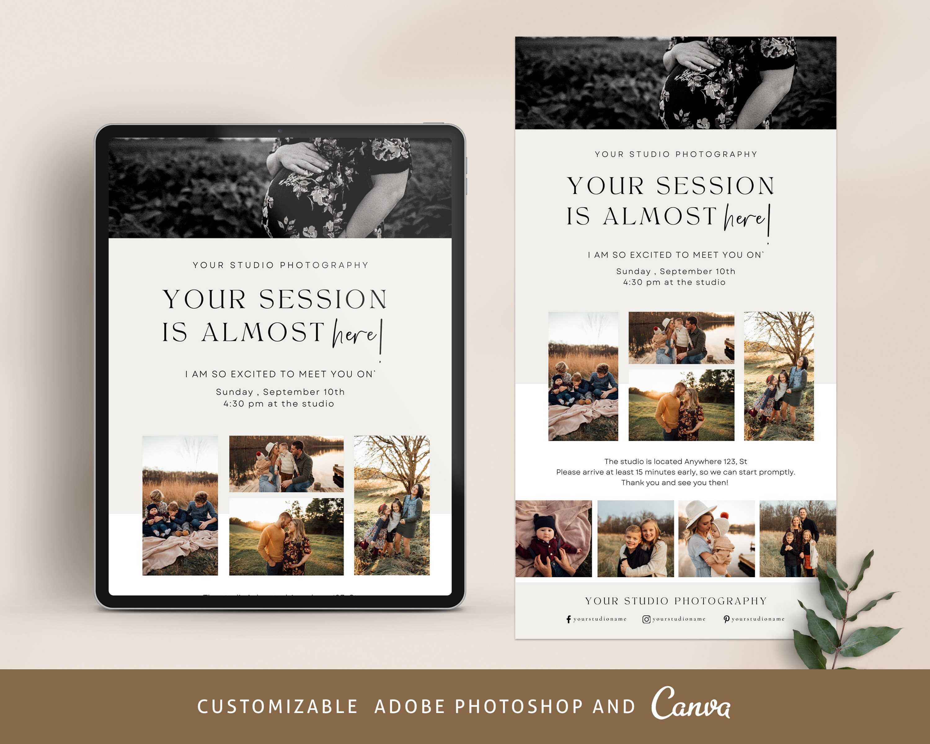 Session Reminder Photography Email Canva & Photoshop Template - Etsy