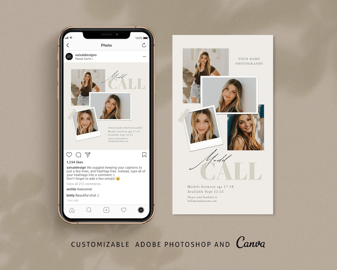 Senior Model Call Session Canva Template, Senior Photography Model Call ...