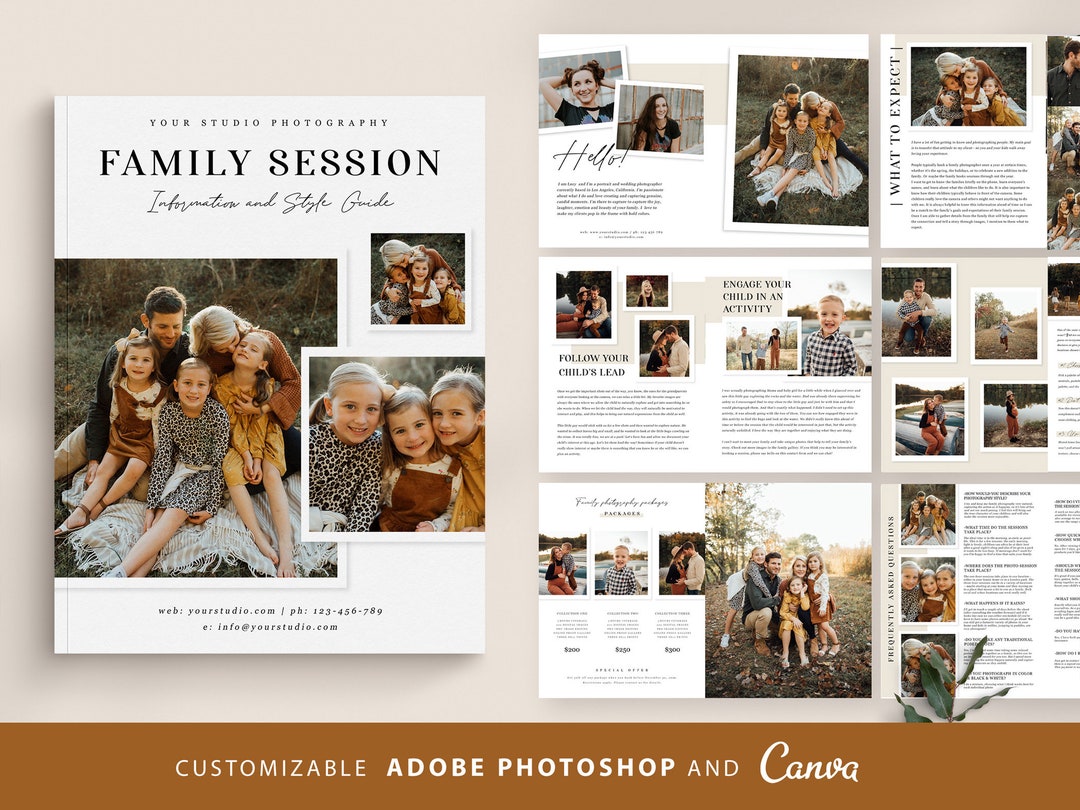 Editable Canva Photoshop Style Guide Template Magazine, Family Session ...