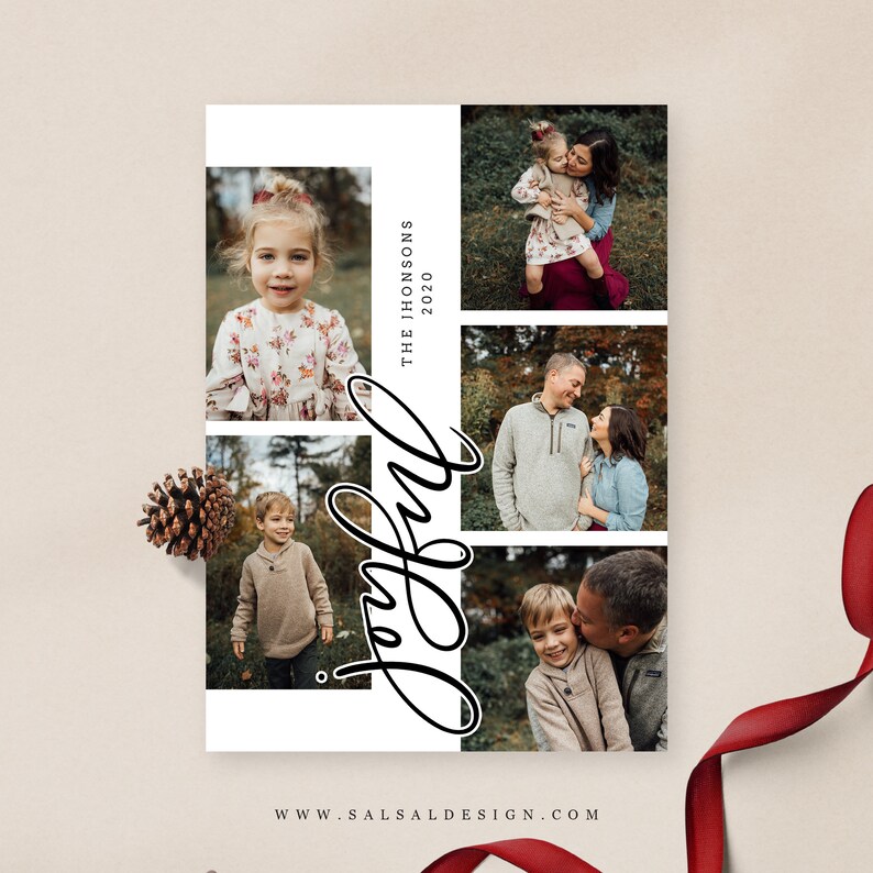 Christmas Card Photoshop Template Holiday Card Template | Etsy