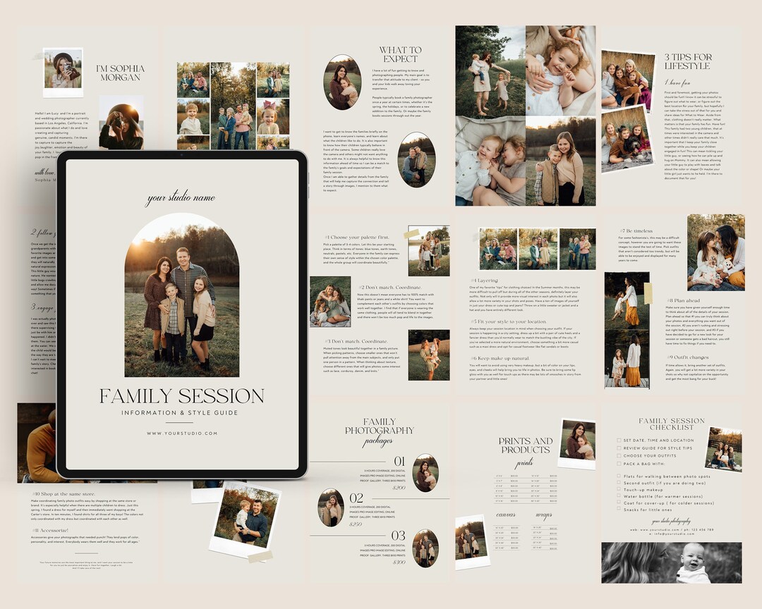 Family Photography Welcome Guide Template Canva Family Session Style ...