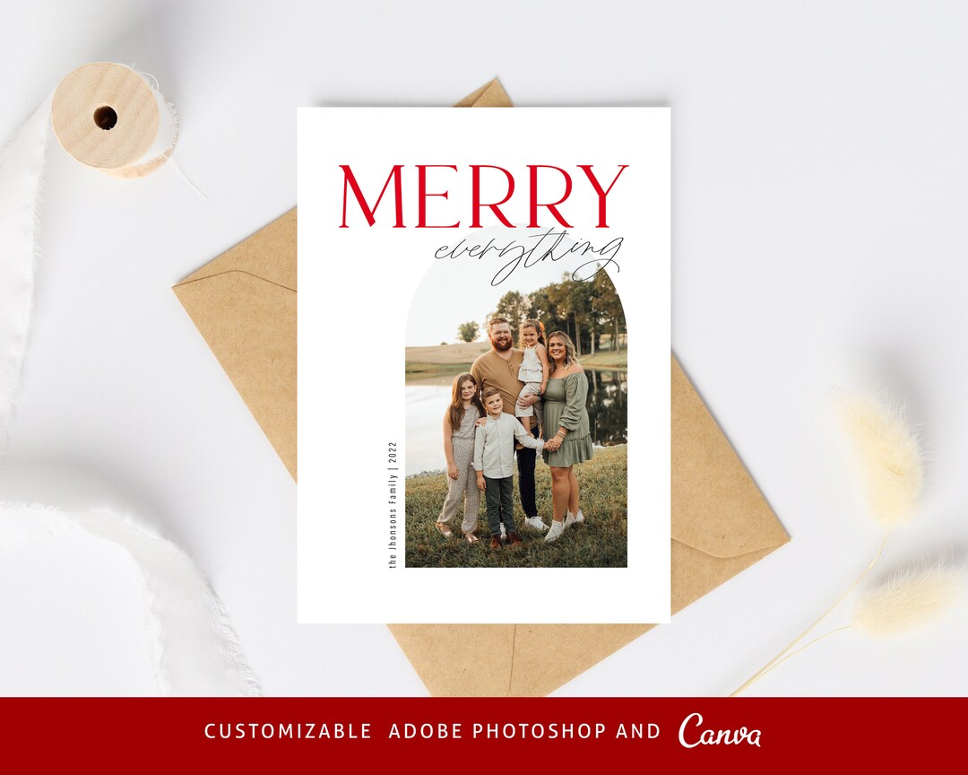 Editable Christmas Canva & Photoshop Card Template, Christmas Editable ...