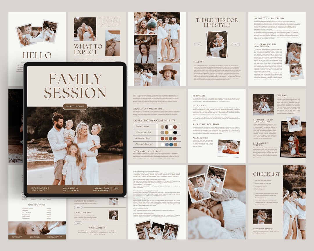 Family Photography Style Guide Canva Template, Family Photo Session ...