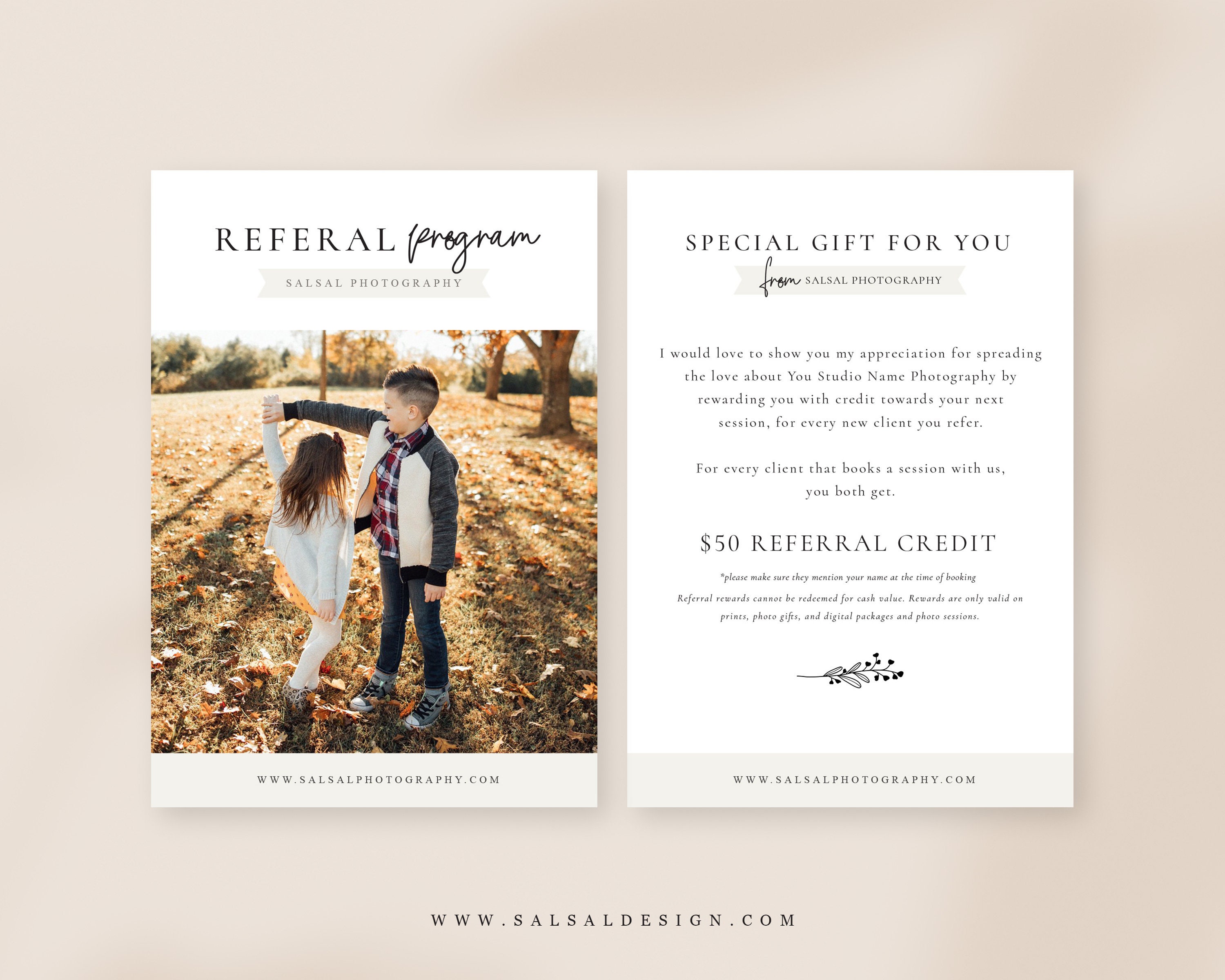 Photography Referral Card Template Photoshop Template | Etsy