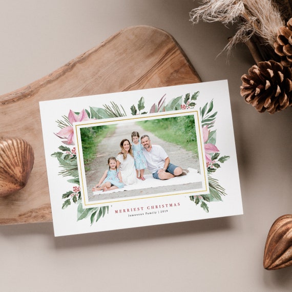 Christmas Card Photoshop Template Holiday Card Canva | Etsy