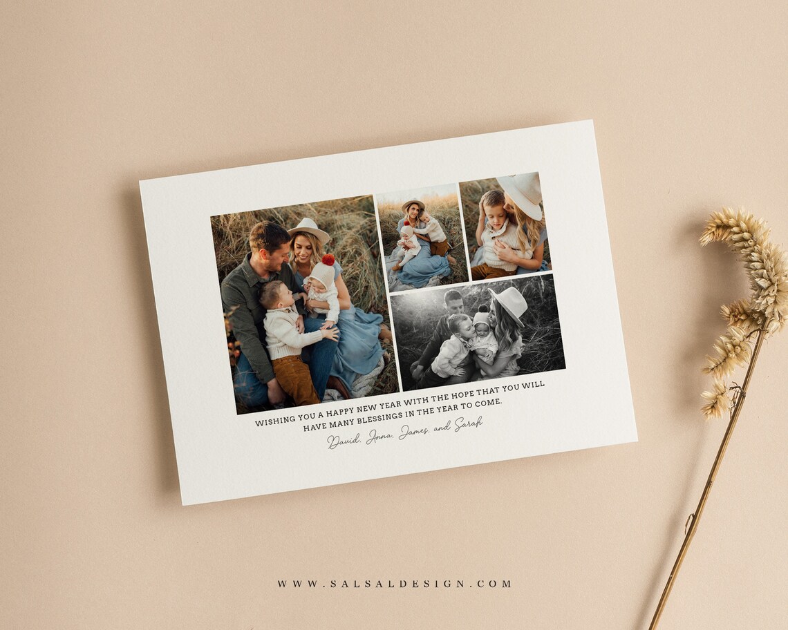 Editable New Year Canva & Photoshop Card Template New Year - Etsy