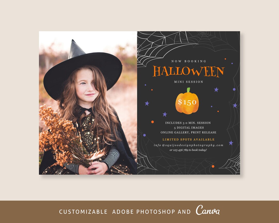 Halloween Minis Session Template Canva and Photoshop Template, , Fall ...