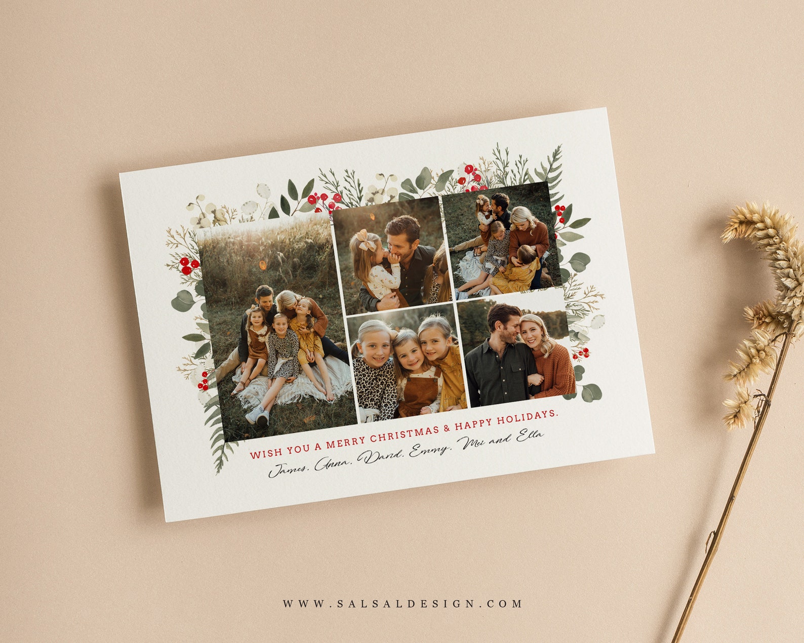 Editable Christmas Canva & Photoshop Card Template Christmas - Etsy