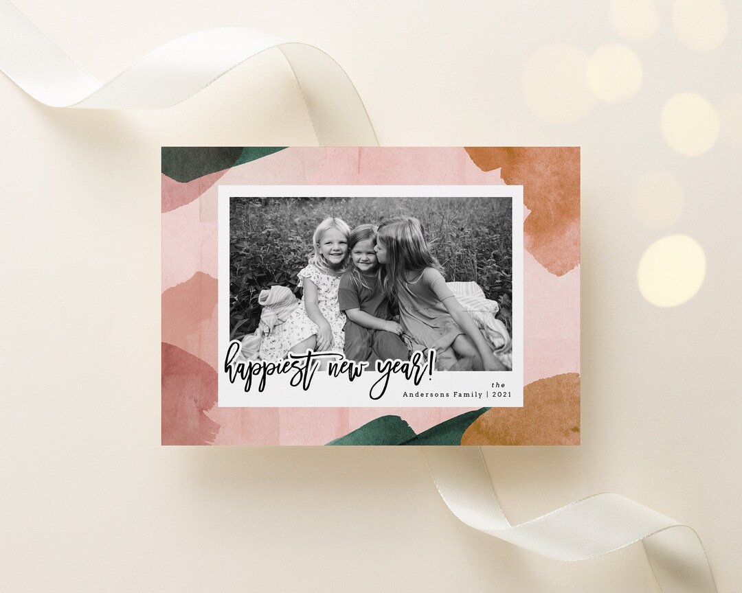 Editable New Year Canva & Photoshop Card Template, New Year Editable ...