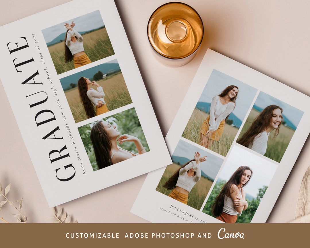 Graduation Announcement Card CANVA PHOTOSHOP Template, Graduation ...