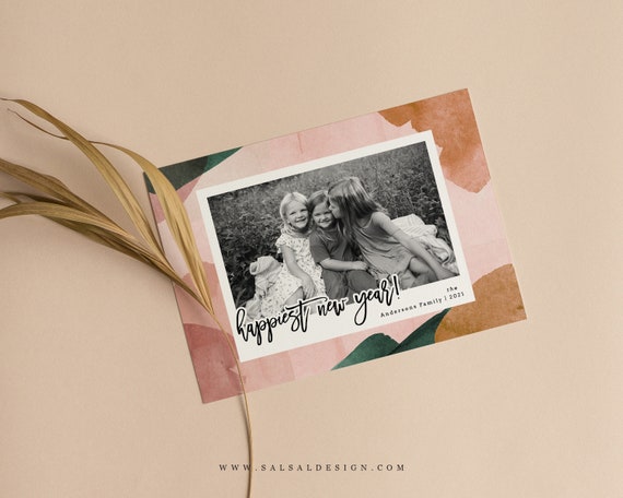 Editable New Year Canva & Photoshop Card Template New Year | Etsy