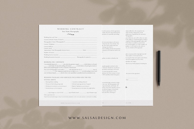 Wedding Photography Contract Template Session Contract - Etsy
