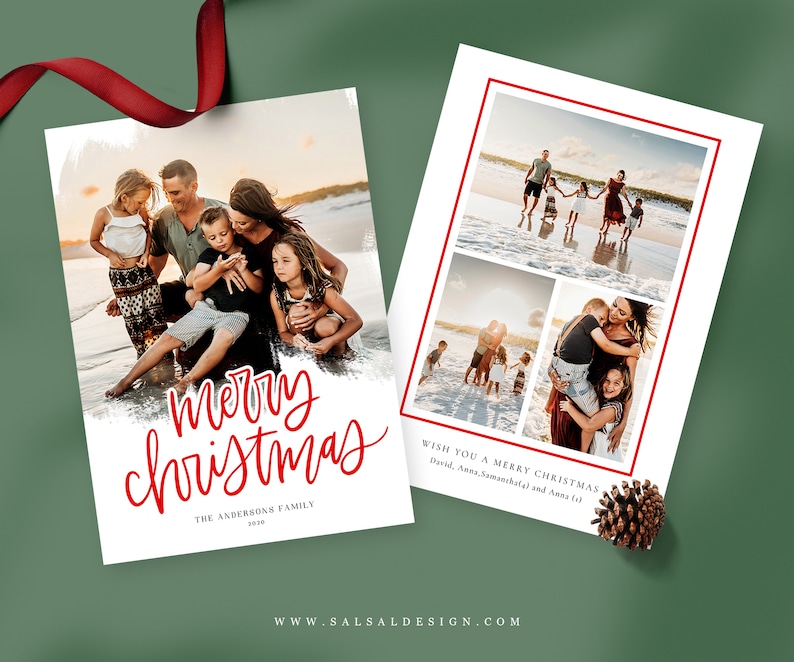 Christmas Card Photoshop Template Holiday Card Template - Etsy
