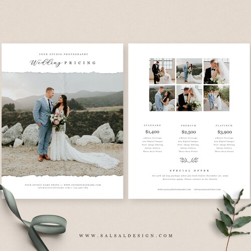 Videographer Price List Template Wedding Price Sheet Pricing 