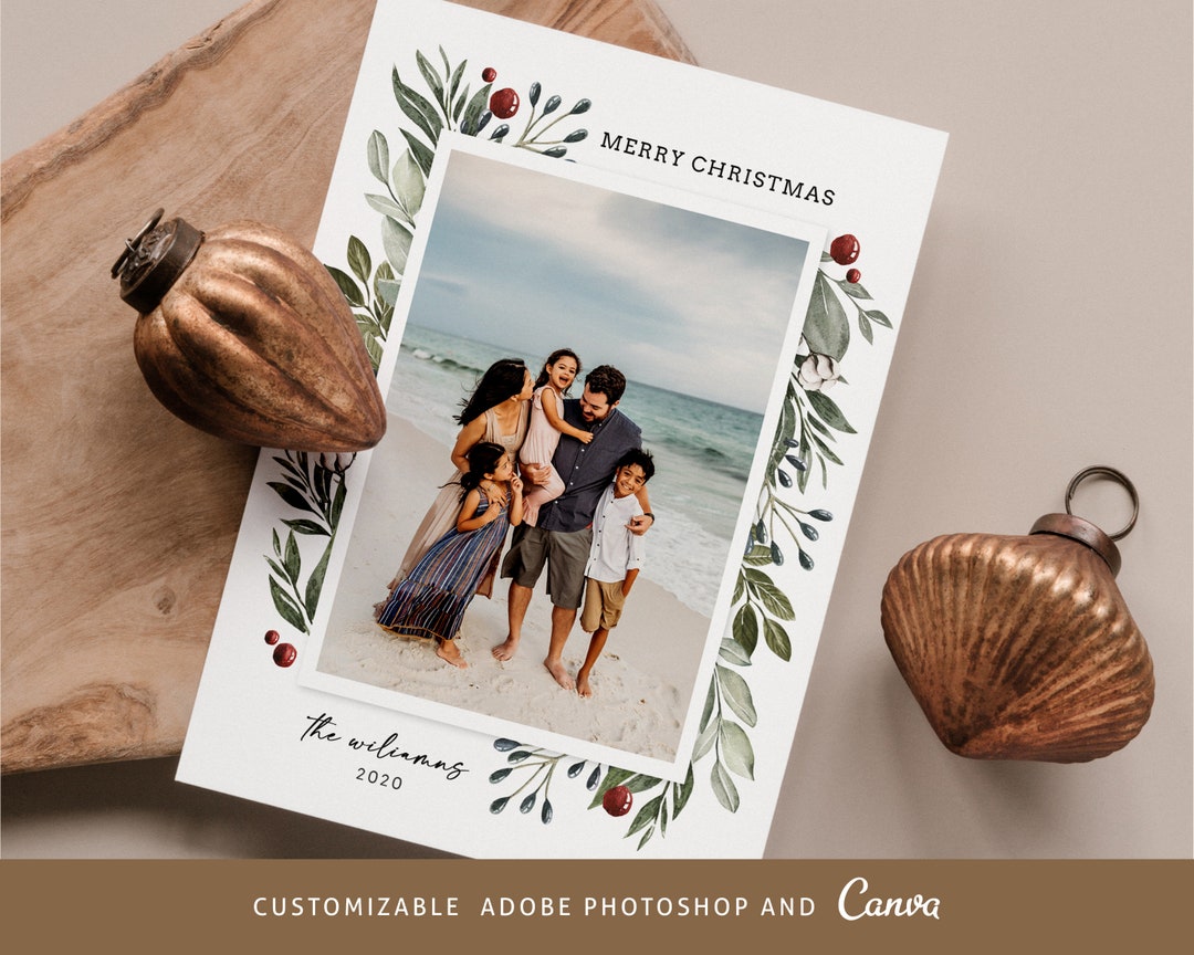 Editable Christmas Canva & Photoshop Card Template Christmas - Etsy ...