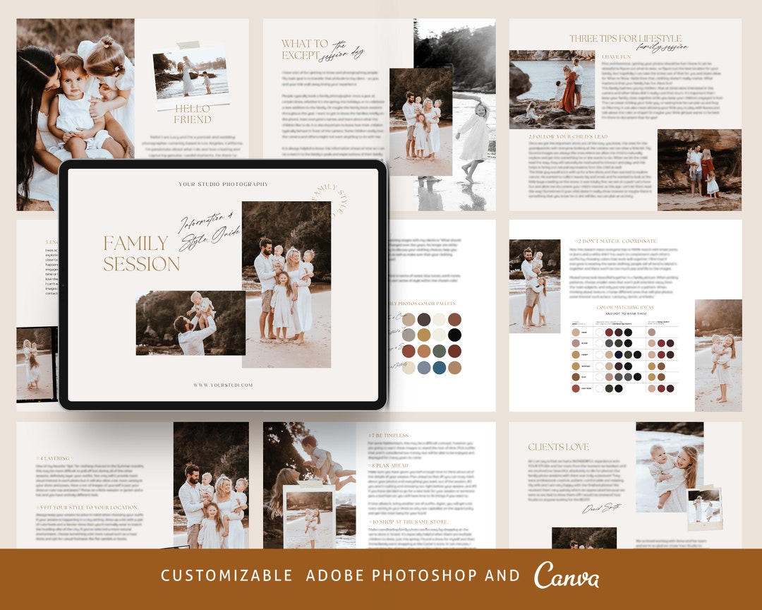 CANVA Family Photography Style Guide Magazine Template,pre-written ...