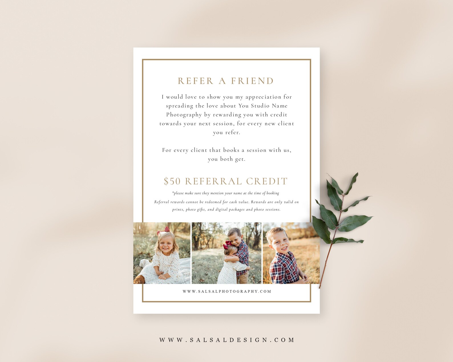Photography Referral Card Template, Photoshop Template, Photographer ...