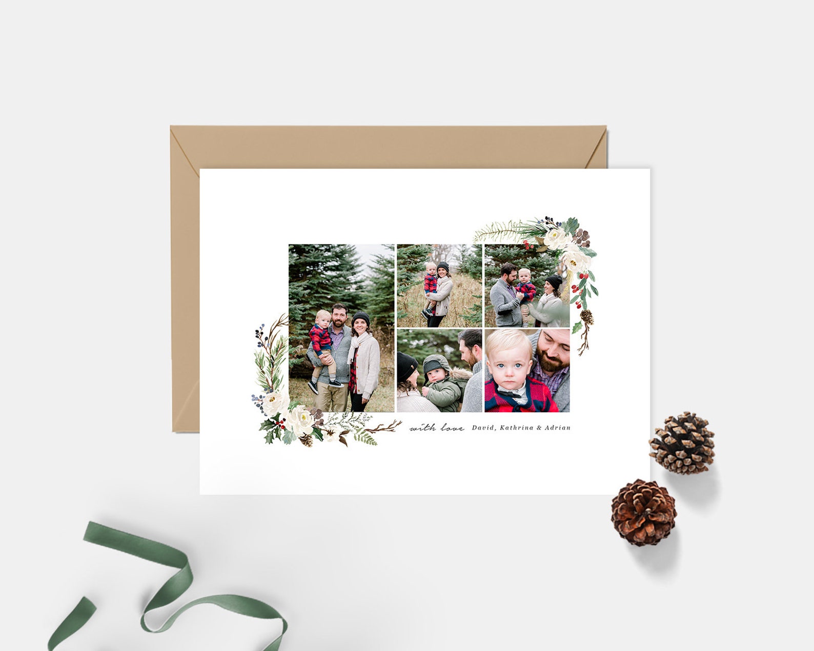 Christmas Card Photoshop Template Holiday Card Template | Etsy