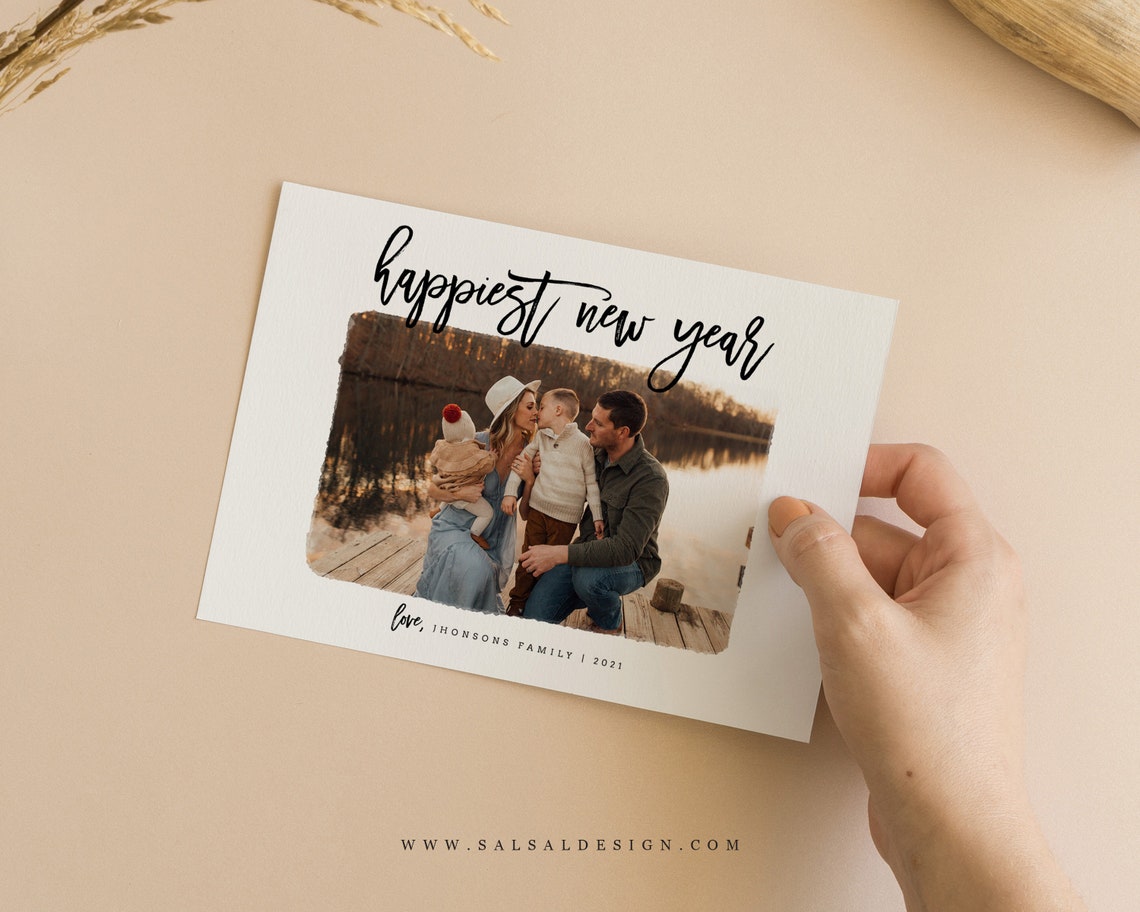 Editable New Year Canva & Photoshop Card Template New Year - Etsy