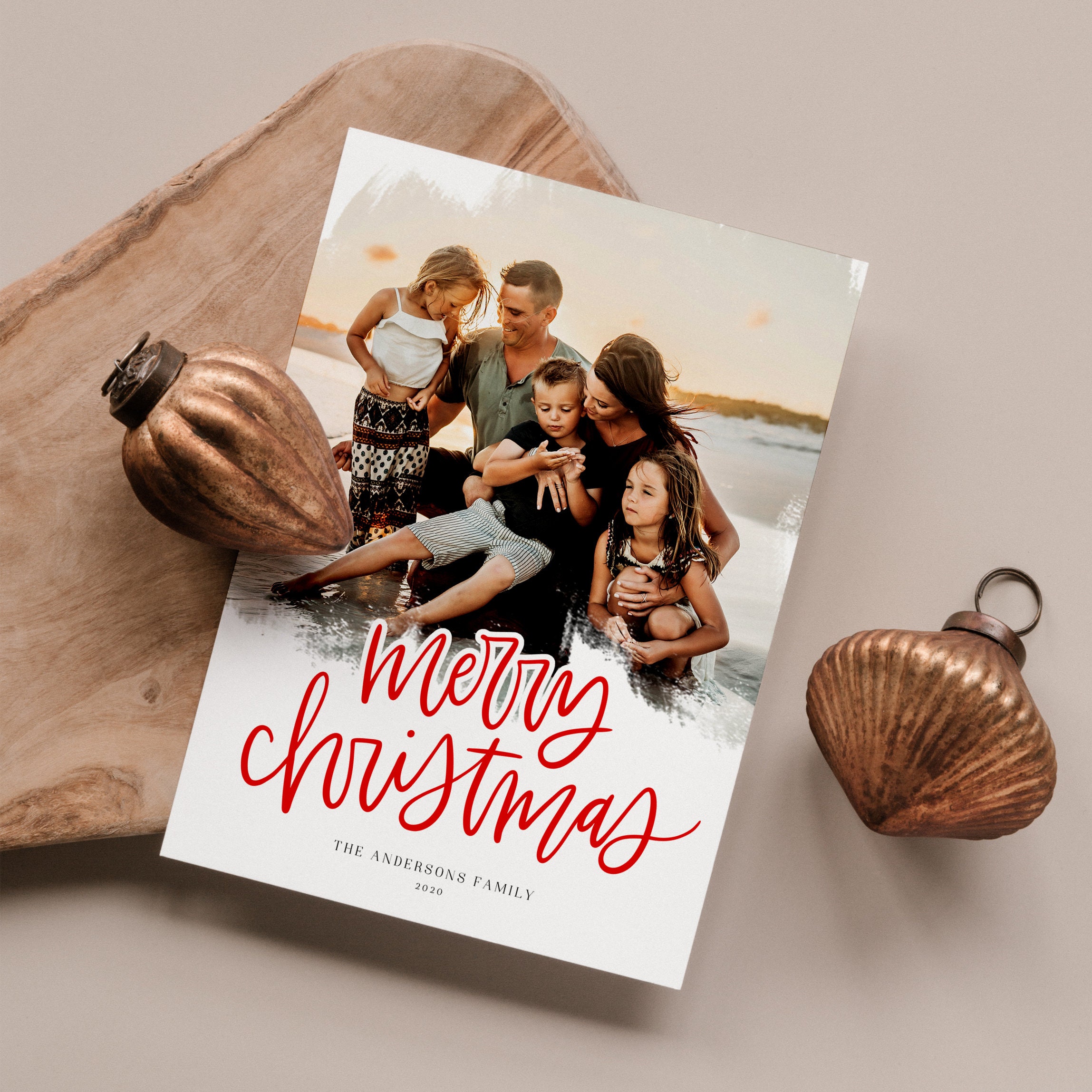 Christmas Card Photoshop Template Holiday Card Template | Etsy