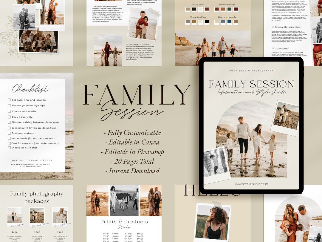 CANVA Family Photography Style Guide Magazine Template,pre-written ...