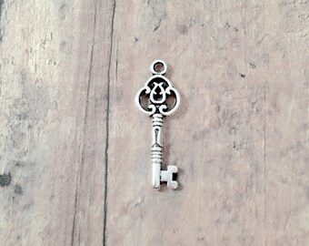 50pcs Faith Key Charms Home Key Charms Keys Antique Silver Tone 11x25mm ...