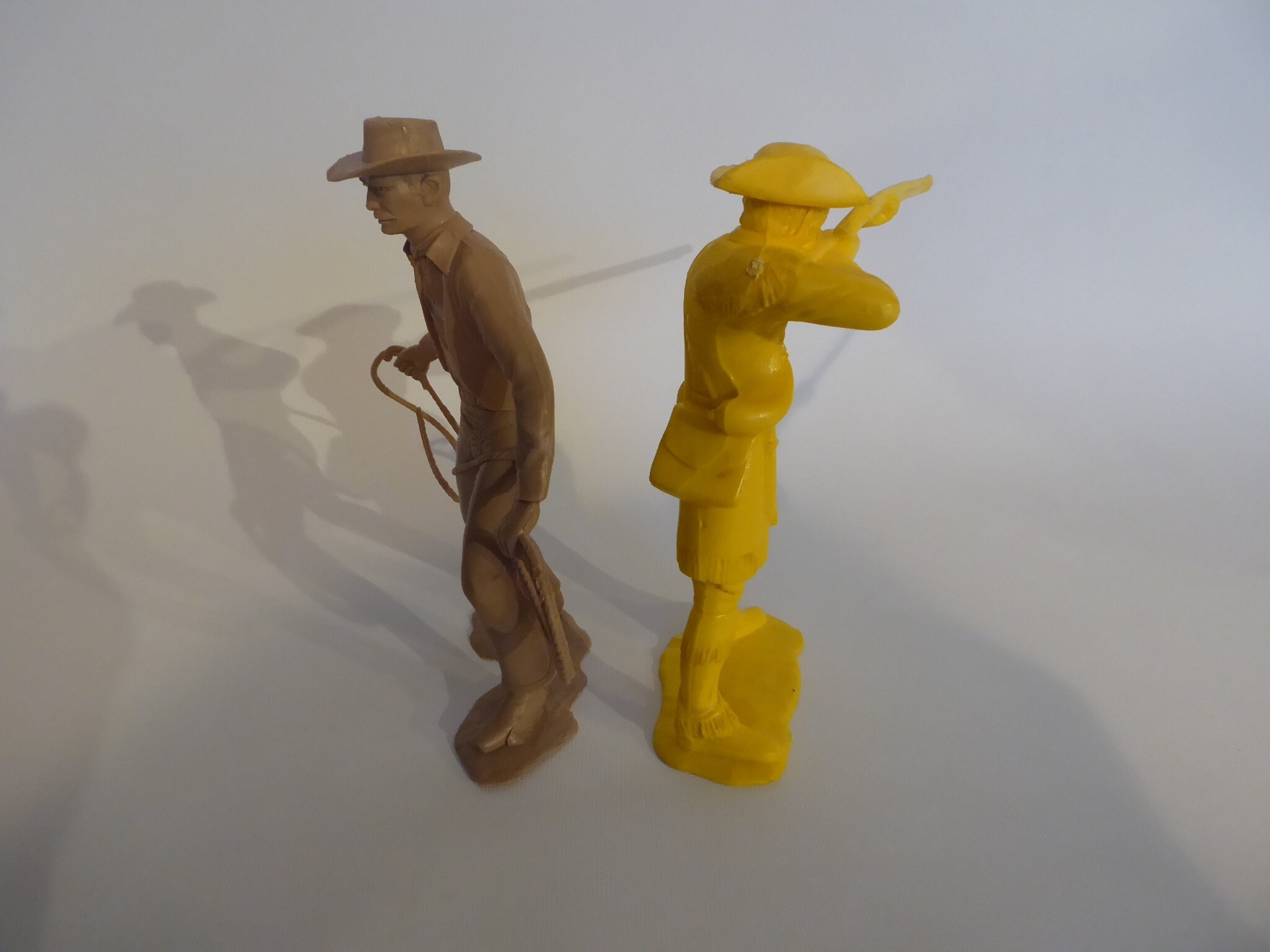Cowboy figurine. Louis Marx & cie. Wooden runner figurine. Molded ...