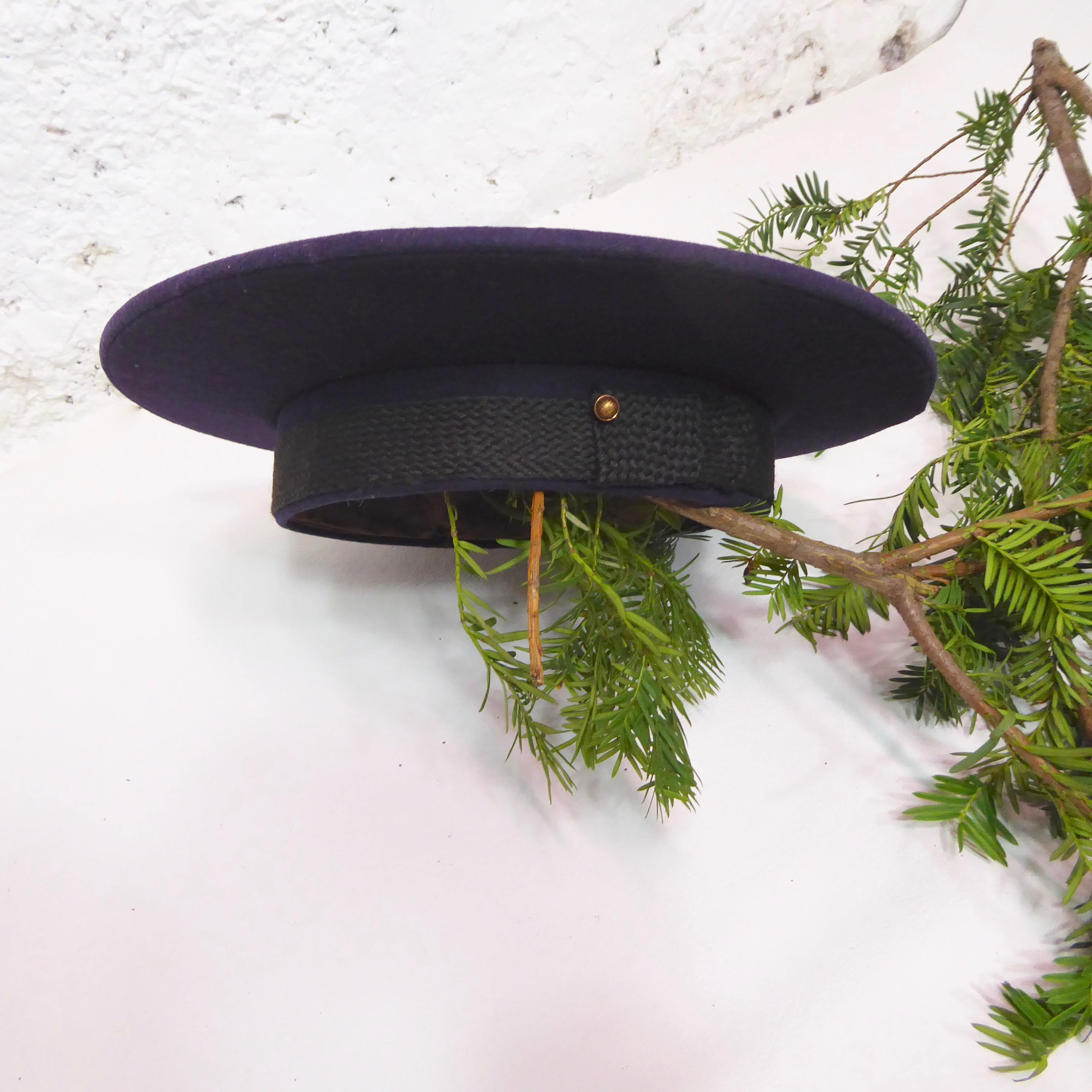 Edwardian 1900 child's English sailor hat. Felt Navy Ribbon rope, gold ...