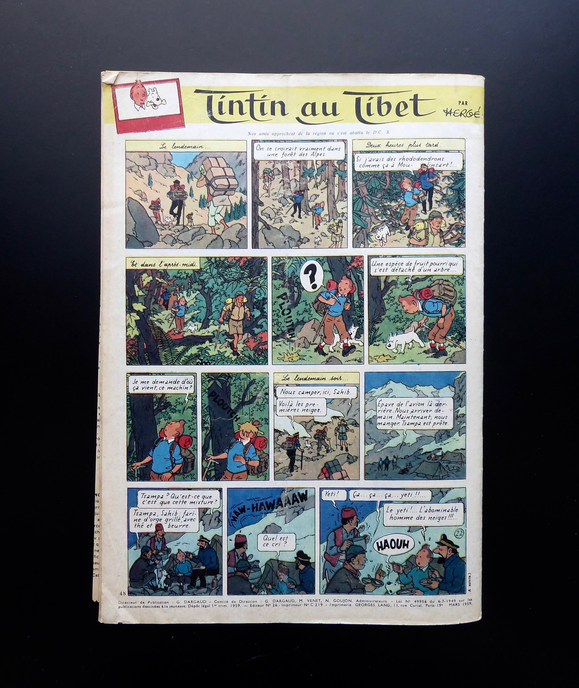 Tintin newspaper. No. 544. French edition. Hergé. 26 March 1959. Happy ...