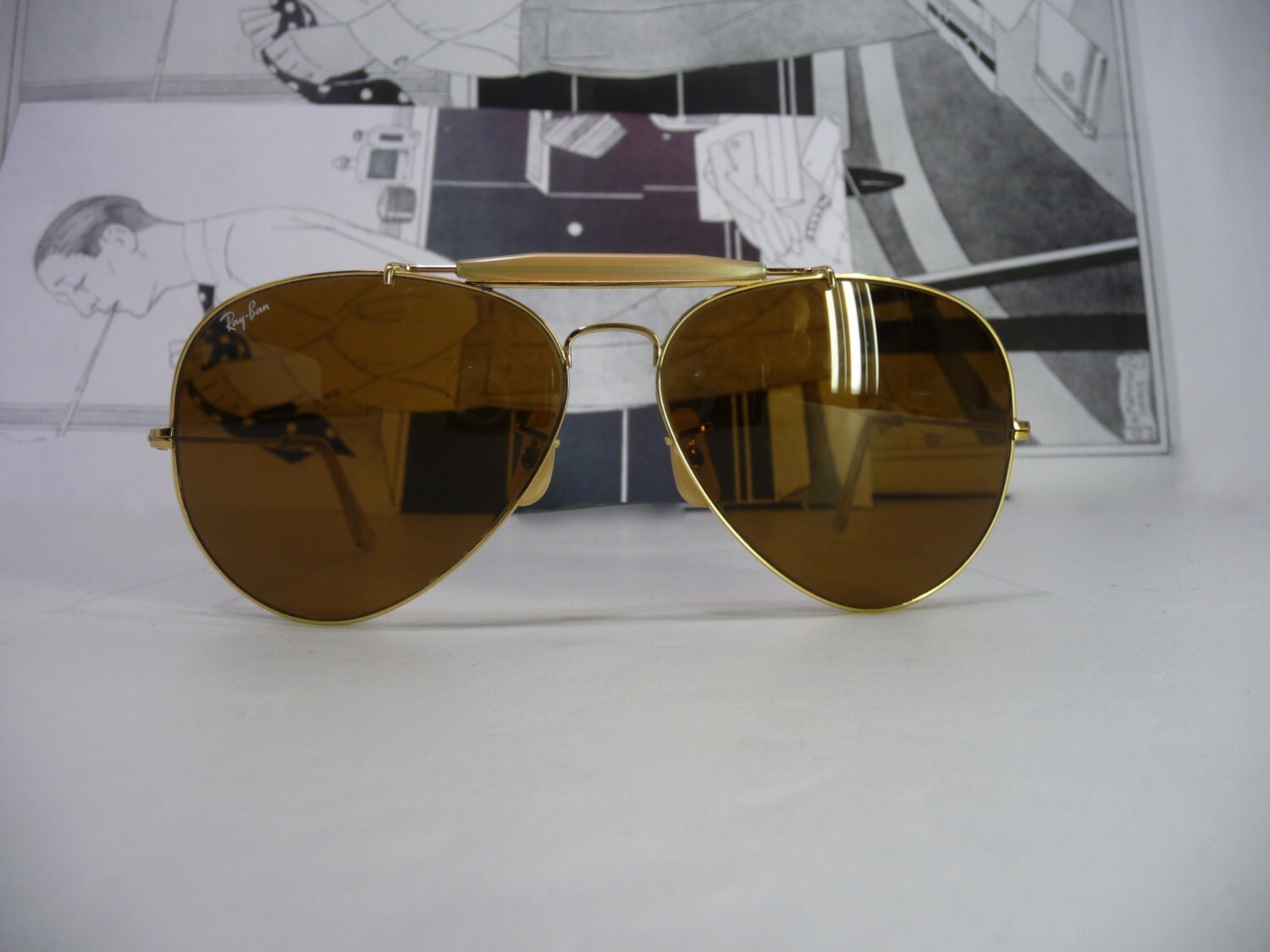 Vintage Ray - Ban B15 regular driving series aviator glasses Brown ...