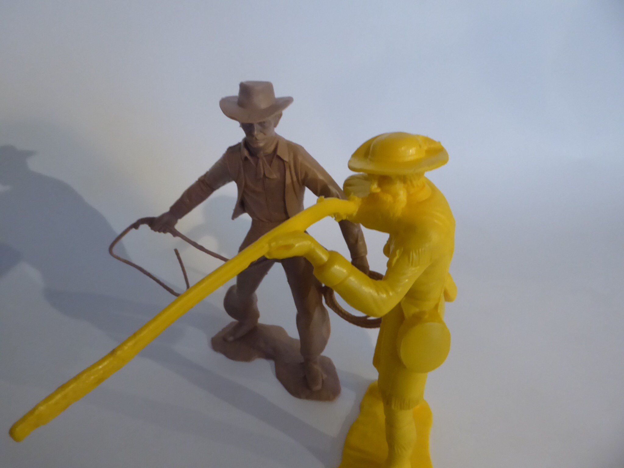 Cowboy figurine. Louis Marx & cie. Wooden runner figurine. Molded ...