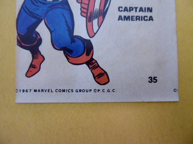 Captain America. Sticker 35. sticky. 1967. Marvel comics . original ...